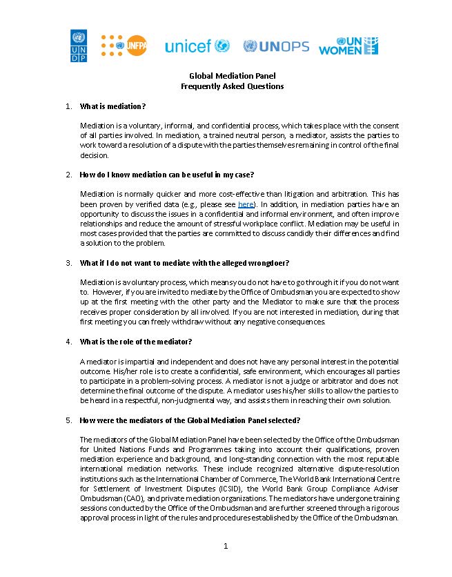 Office of the Ombudsman for United Nations Funds and ProgrammesGlobal ...